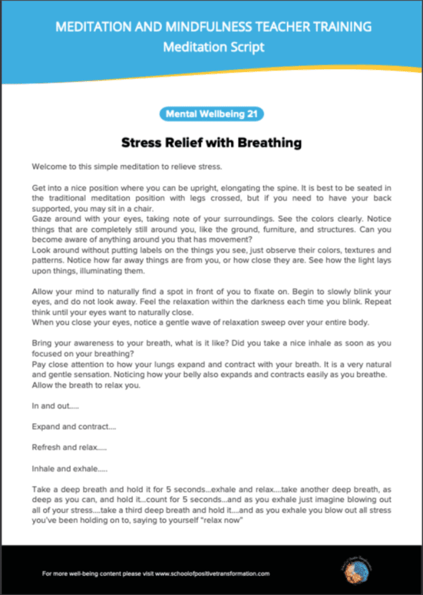 Meditation Scripts Library - School of Positive Transformation